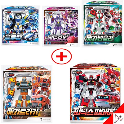 METAL CARDBOT Transformer Robot Full Set-Trucker Ambuler Blue Cop ...