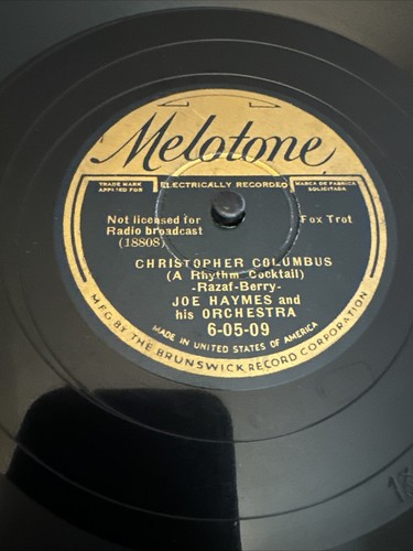 Melotone 78 RPM Joe Haymes - Christopher Columbus 6-05-09 V++ Jazz | eBay