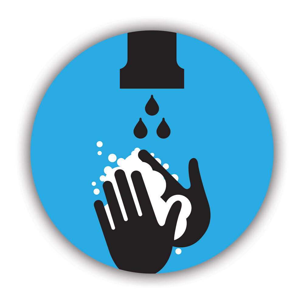 Blue Circle Clean Wash Hands Sticker Decal - Weatherproof - avoid ...