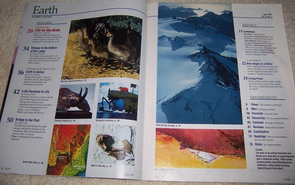 Earth The Science of Our Planet Magazine April 1997 vanishing creatures ...