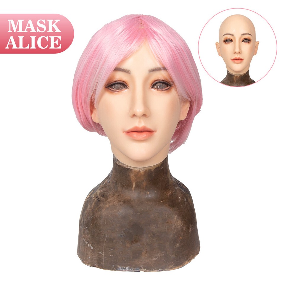 Realistic Silicone Female Head Mask Crossdresser Face Mask For women ...