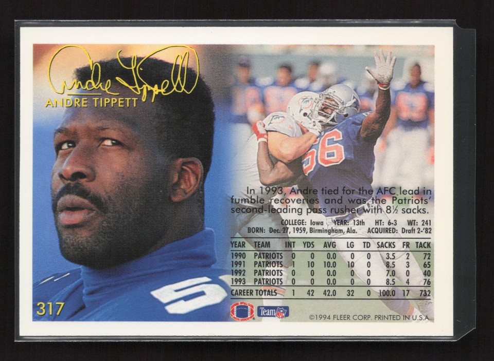 1994 Fleer #317 Andre Tippett New England Patriots | eBay