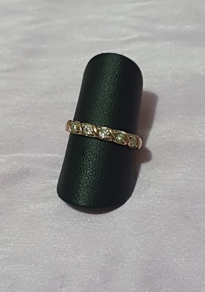 Stunning 375 9k Rose & White Gold Designer Ring Feat 5 Diamonds Stamped ...