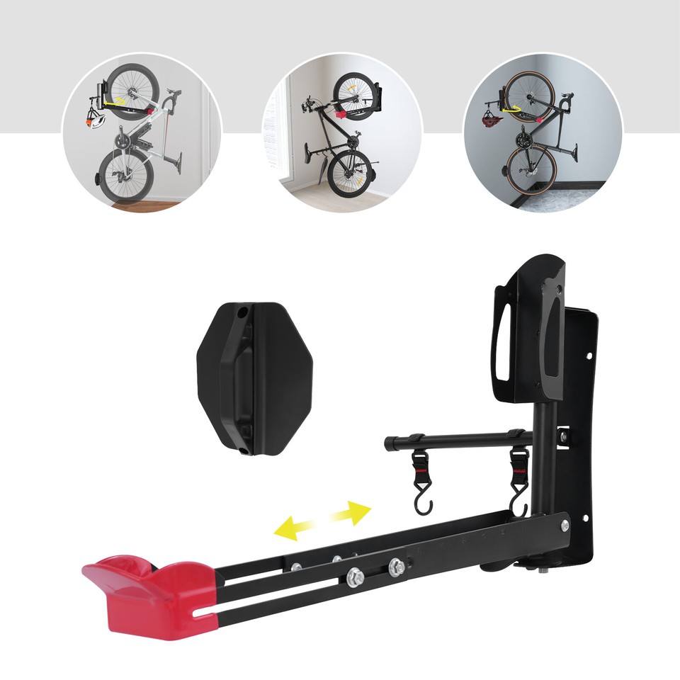 Rotatable Bike Hanger, Wall Mount Carbon Steel Bike Rack, Swivel Bike ...