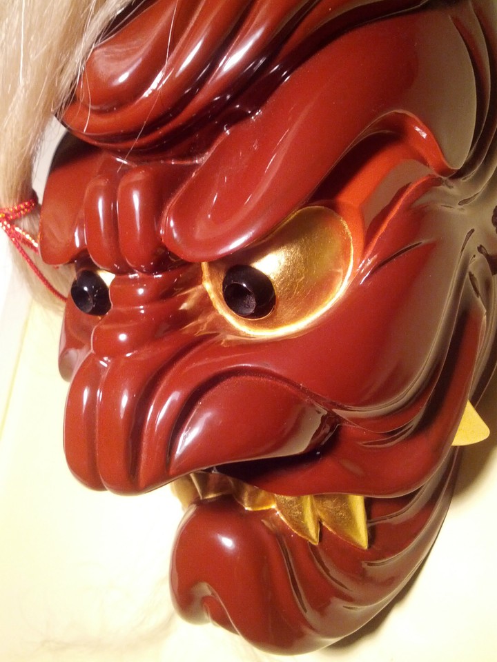 Master Craftsmanship! Japanese Wooden BURYU ONI Mask Japan Kagura Dance ...