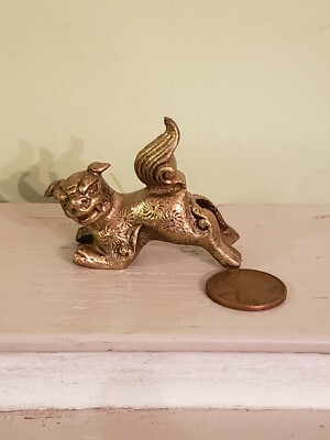 Vintage Brass Miniature Foo Dog Lion very detailed! 1.4 " high | eBay