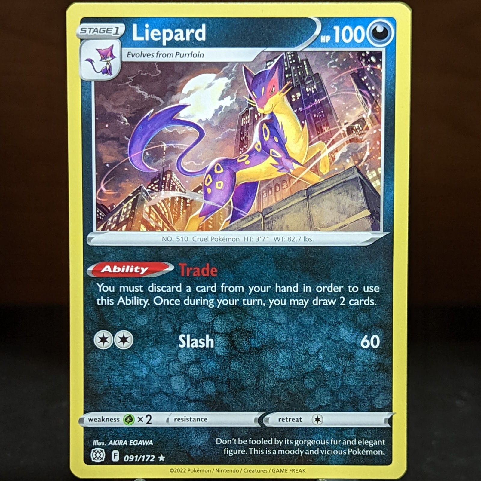 Liepard 091/172 NM Rare Brilliant Stars Pokemon TCG Card 91/172 cat ...