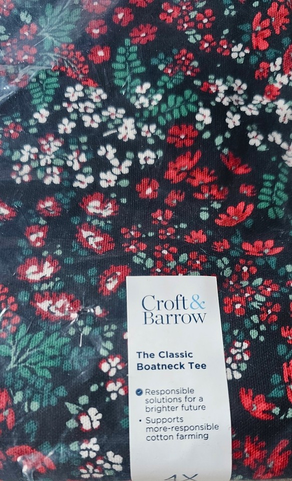 CROFT & BARROW PLUS SIZE ESSENTIAL BOAT NECK LONG SLEEVE TEE WOMEN'S 4X ...