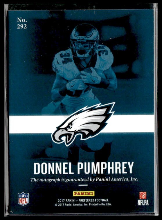 L1,745 - 2017 Panini Preferred Blue #292 Donnel Pumphrey PROM Auto /99 ...