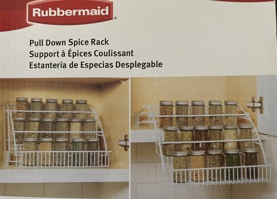 Rubbermaid 3 Tier Pull down Cabinet Spice Rack Organizer Metal Storage ...