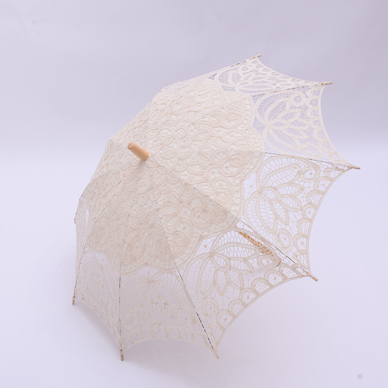 Lace Retro Embroidery Sun Lace Umbrella Princess Dance Umbrella Beige ...