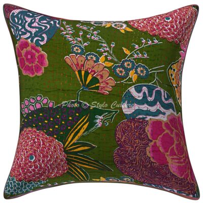 Kantha Cushion Cover Indian Sofa Cover Ethnic Decorative Bohemian Home ...