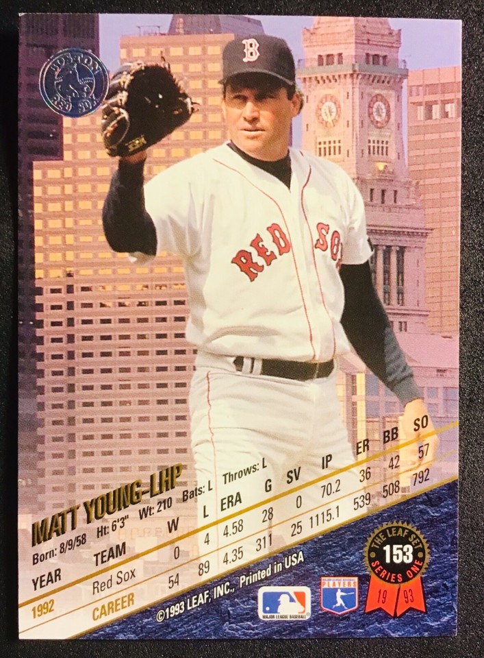 Boston Red Sox MATT YOUNG 1989 WSC auto signed autographed 1993 LEAF ...