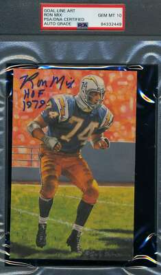 Ron Mix Gem Mint 10 HOF 79 PSA DNA Slab Signed Goal Line Art Card ...