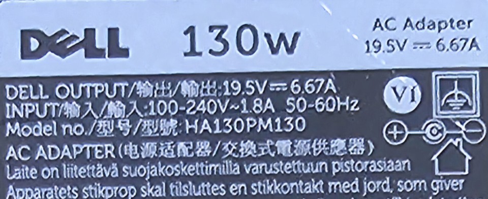 DELL HA130PM130 19.5V 6.7A 130W Genuine Original AC Power Adapter ...