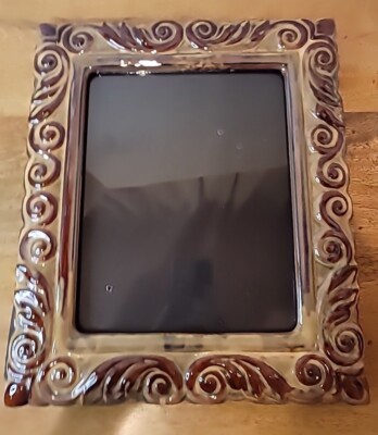 Vintage Ceramic Heavy Picture Frame Brown Scrolls 8x10 Pic | eBay