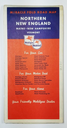 Mobilgas Northern New England Fold Out Road Map Socony Mobil Oil Co ME ...