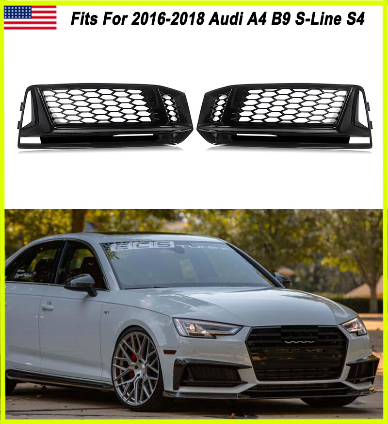 For 2016-2018 Audi A4 B9 S-line/S4 RS5 Style Pair Fog Light Grill Bezel ...