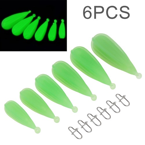 6pcs PVC Fishing Lure Biat Casting Practice Plugs Weights Luminous Glow ...
