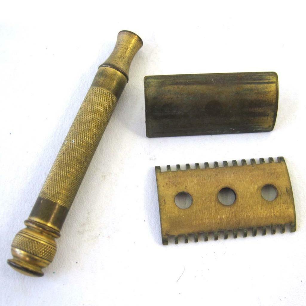 Vintage Gillette 3 Piece Ball End Open Comb Gold Plated Razor | eBay