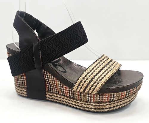 OTBT Bushnell Platform Sandal Women's Size 8M Brown Fabric Wedge Heel ...