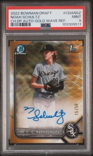 2022 Bowman Chrome Draft Noah Schultz Auto Gold Wave Refractor PSA 9 ...