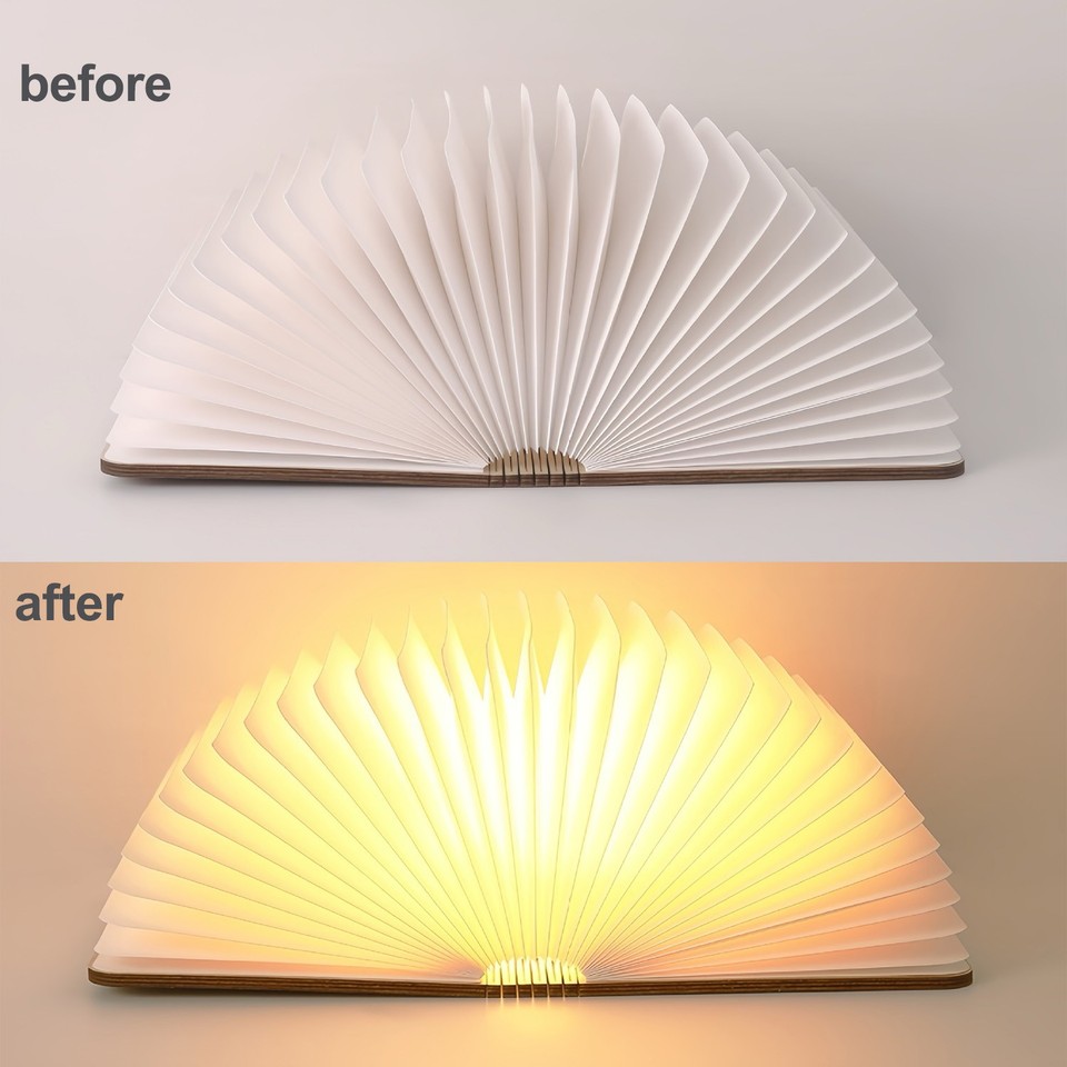 Rechargeable Book Lamp Book Accordian Wooden LED Rechargeable Folding ...