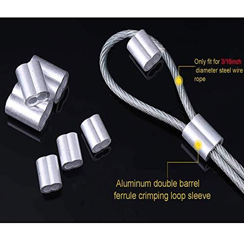 50Pcs Aluminum Crimping Loop Sleeves Cable Crimp for 3/16" Diameter ...