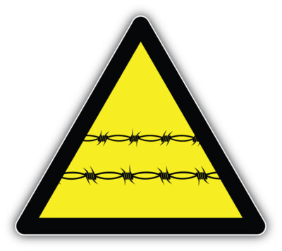 Barbed Wire Warning Sign Car Bumper Sticker Decal - ''SIZES'' | eBay