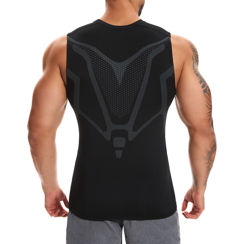 Men Sport Tight Tank Top Base Layer Ionic Shaping Vest Compression ...