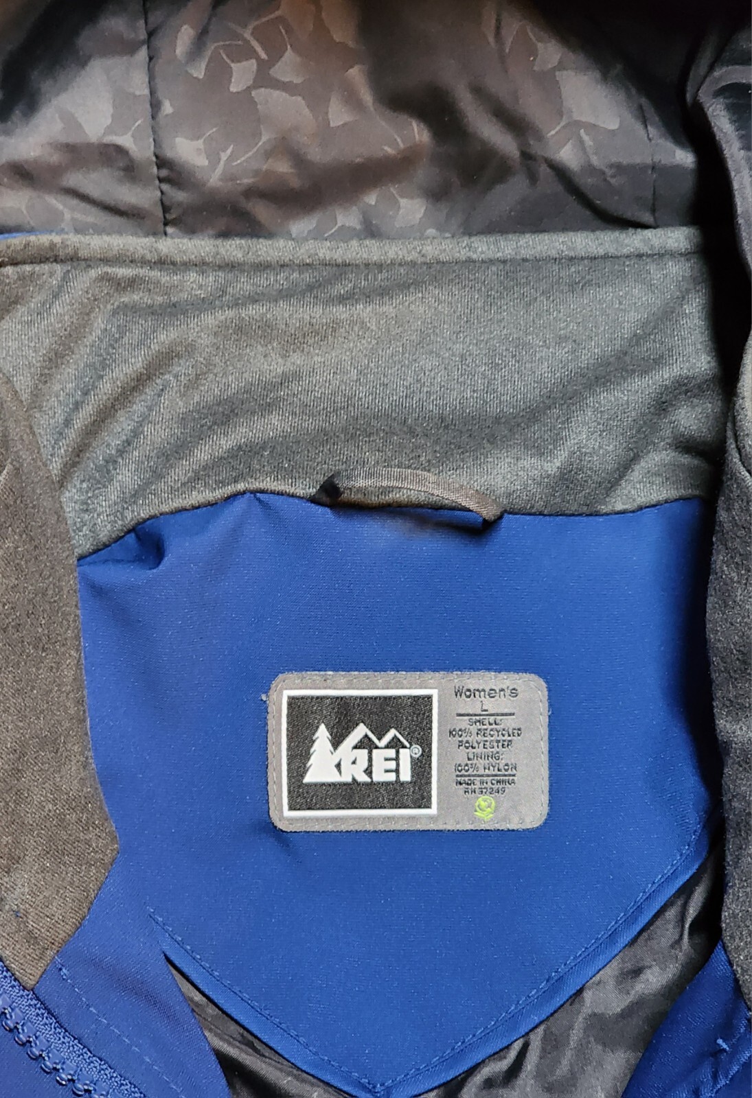 REI E1 Elements Long Rain Jacket Womens L Blue Belted Hooded Waterproof Coat | eBay