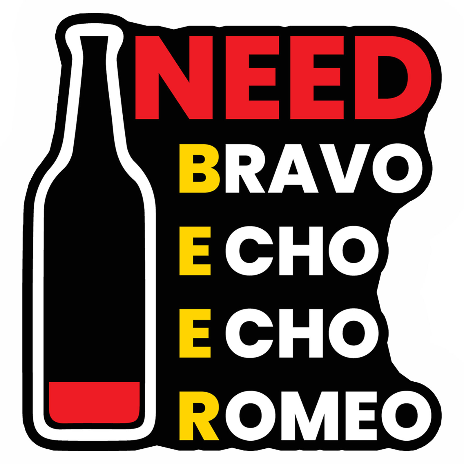 2 x Stickers - Need Beer Bravo Echo Alcohol - Car Bumper Funny Novelty ...