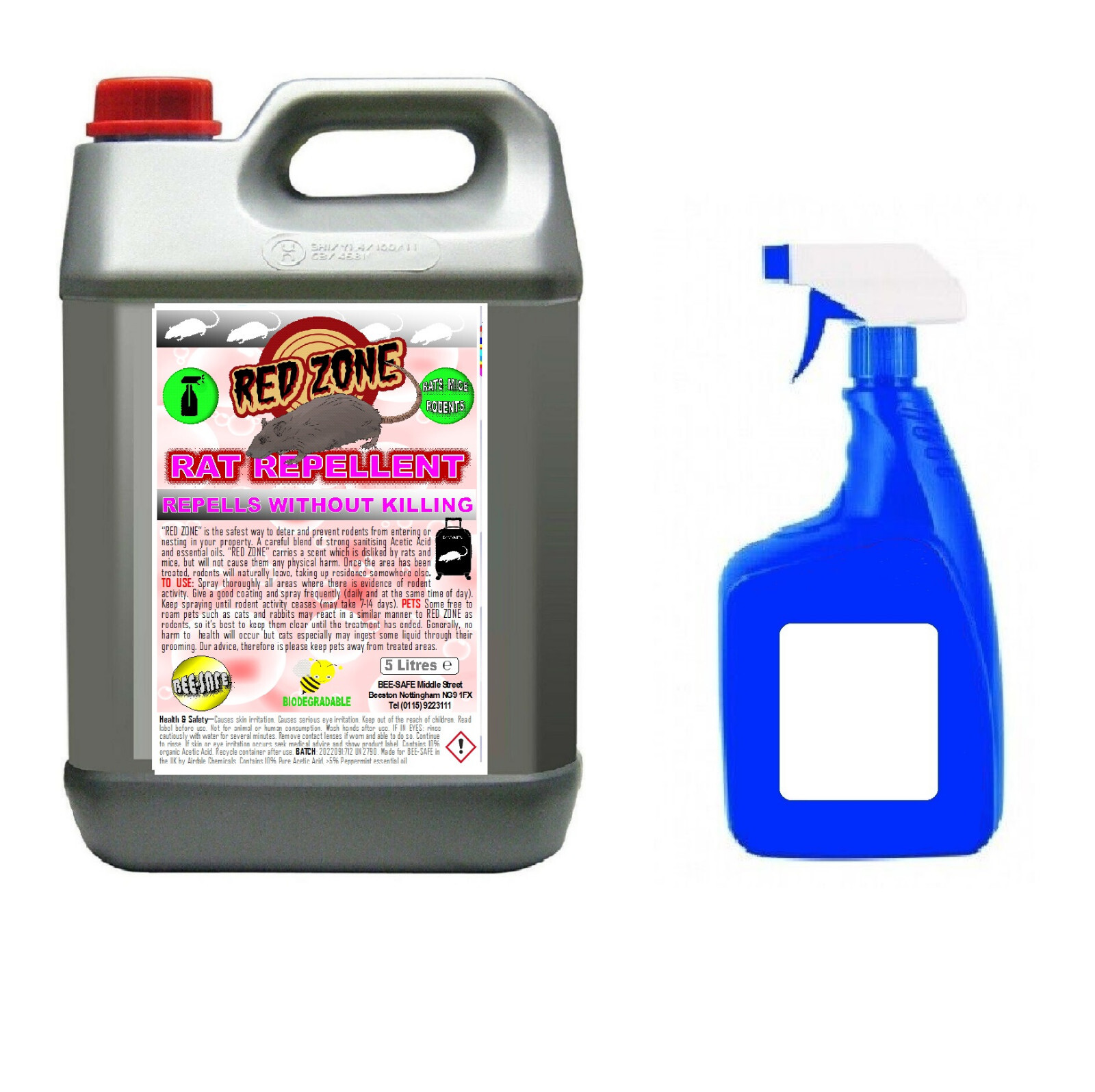 Rodent Repellent Spray 1 Litre 5 L Rat Mouse Squirrel Repeller Fast ...