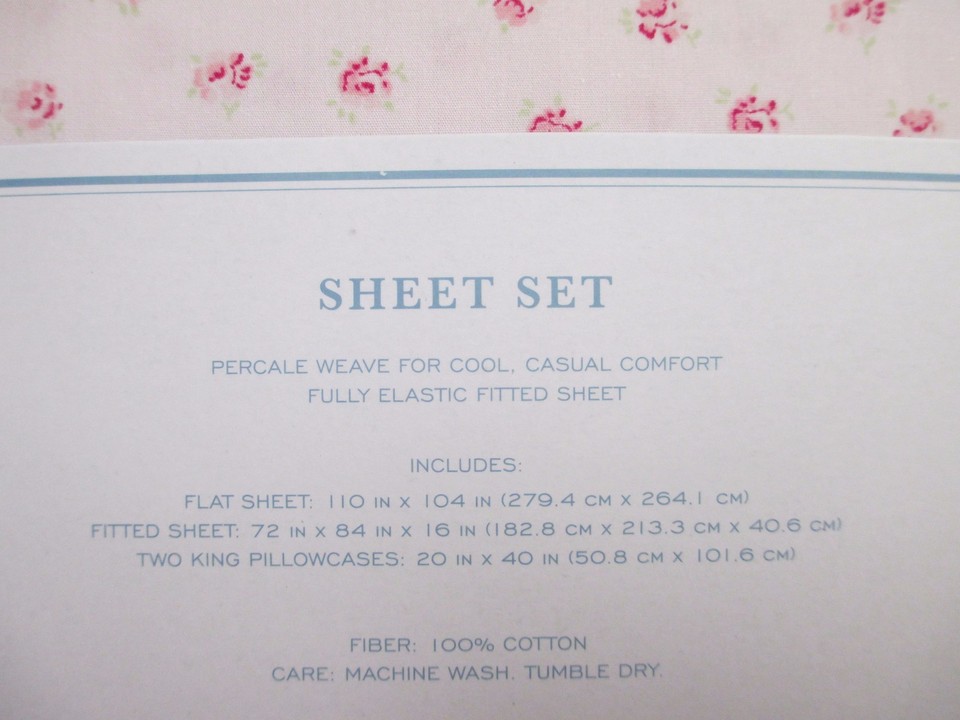 Rachel Ashwell Simply Shabby Chic Pink Rosebud Mon Amie Sheet Set- Cal ...
