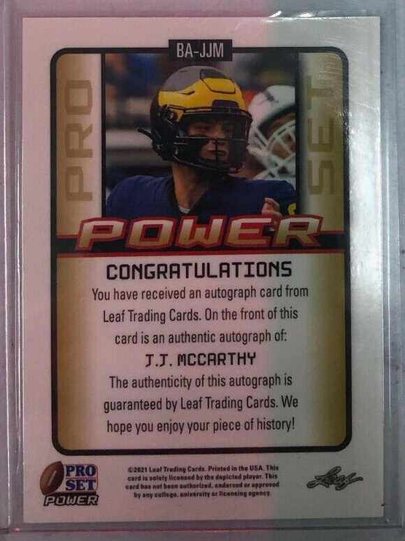 JJ MCCARTHY PRO SET POWER AUTO #BA-JJM BLUE 58/99 | eBay