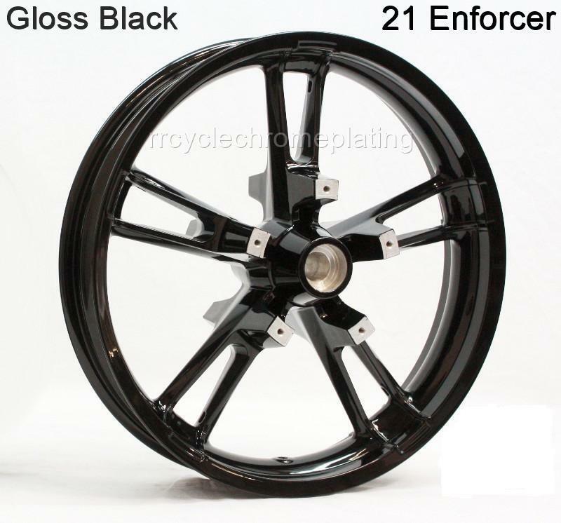 21" Enforcer Gloss Black Front Wheel Tire Rotors Harley Touring 08-21 ...