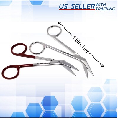 2x Micro IRIS ANGLED Scissors Derma Dental Surgery Tissue Sharp First ...