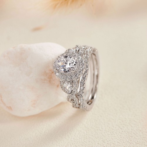 Vintage 3CT Wedding Engagement Promise Ring Sets AAAA CZ Solid Sterling ...