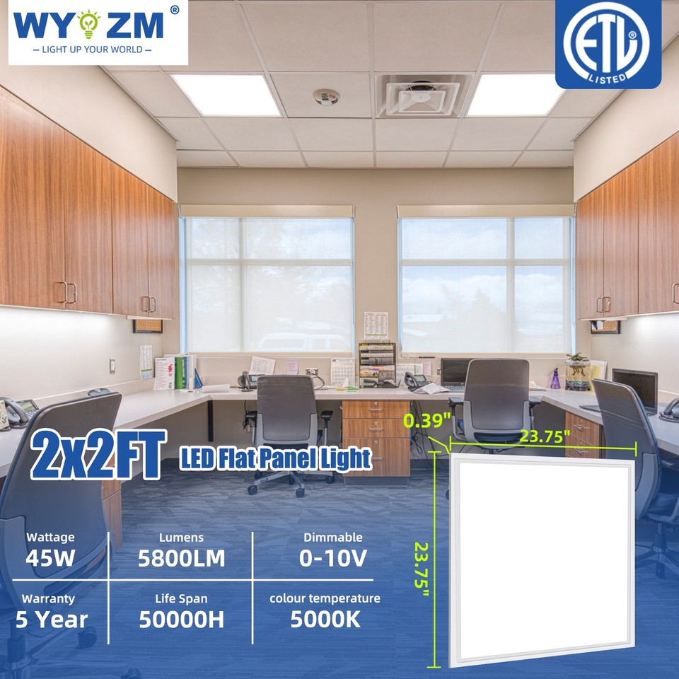 4Pack 2x2 FT LED Light Flat Panel,Dimmable Recessed Drop Ceiling Lights ...