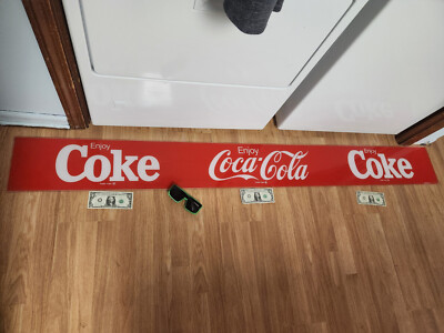 76" by 8.5" 1990 Vending Plexiglass Coca Cola Logo Advertising Coke GRN ...
