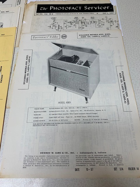 Specialized Service Manuals - Photofact Folders, see listing for items ...