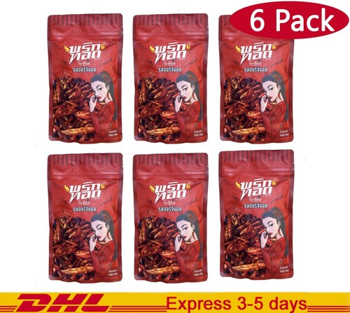 6X Crispy Fried Chili 100g Mae E Pim Thai Snack Dried Original Flavor ...