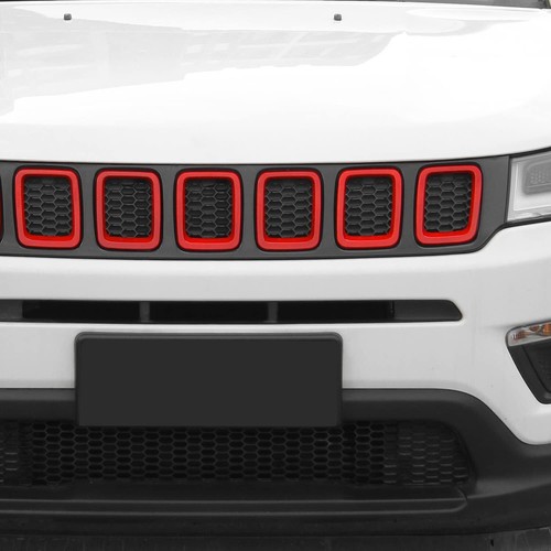 Grille Grill Cover Inserts Frame Trims Kit for Jeep Compass 2017 2018 ...