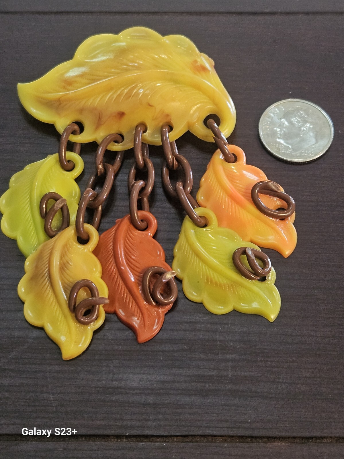 Antique Heavily Carved BAKELITE Brooch With Dangling … - Gem