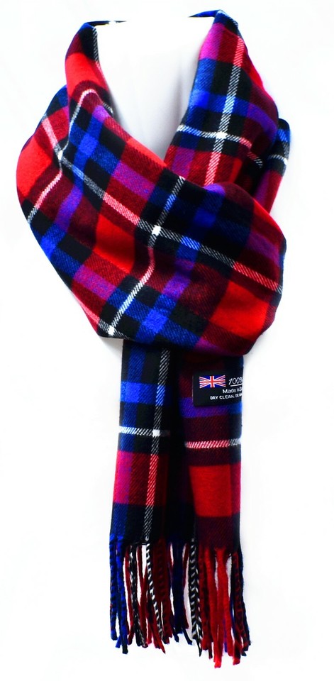Mens Womens Wool Check Scarf Scotland Made Warm Plaid Wool 100% ...