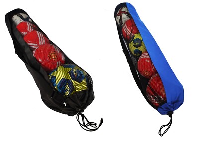 Heavy Duty Football Netball Rugby 5 Ball Storage Tubular Carry Sack ...