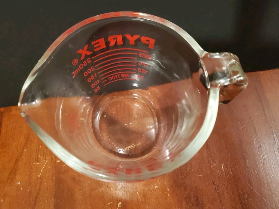 Vintage Pyrex 508 Red Letter 1 Cup 8 oz Liquid Glass Measuring Cup USA ...