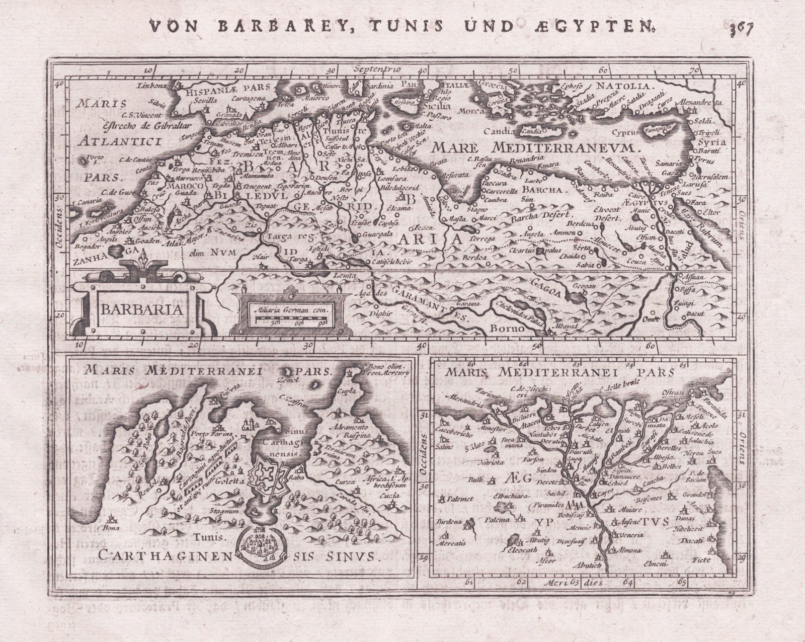 Barbaria North Africa Moroc Algeria Tunisia Libya Egypt map Karte ...