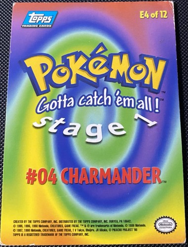 Charmander E4 of 12 Topps 1999 TV Animation Series Blue Logo Pokémon | eBay