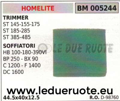 98760 Schwamm Luftfilter Freischneider Homelite St 145 155 175 185 ...